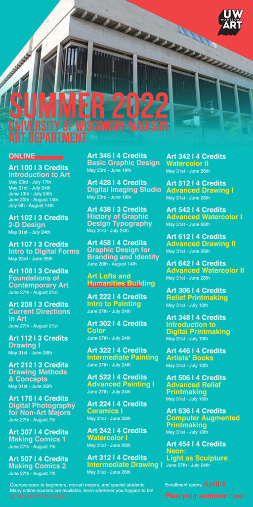 Summer 2022 enrollment opens April 4th! - UW ART